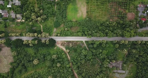 Aerial top view top view of the road thr... | Stock Video | Pond5