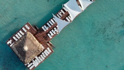 Aerial Top View of Wooden Dock with Whit... | Stock Video | Pond5