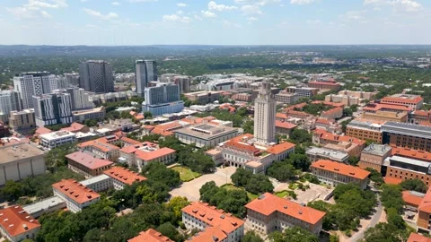 Aerial tour UT University of Texas circa... | Stock Video | Pond5