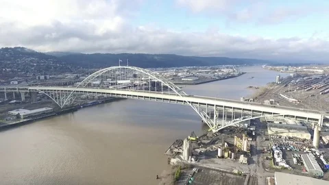 Aerial tracking shot of cars crossing ar... | Stock Video | Pond5