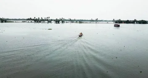 Aerial tracking shot of motorized wooden... | Stock Video | Pond5