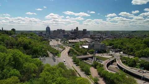 Aerial of traffic on highways and Cincin... | Stock Video | Pond5
