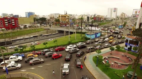 Aerial of traffic jam in Lima, Peru, Sou... | Stock Video | Pond5