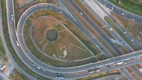 Aerial Traffic of ring roads, expressway... | Stock Video | Pond5