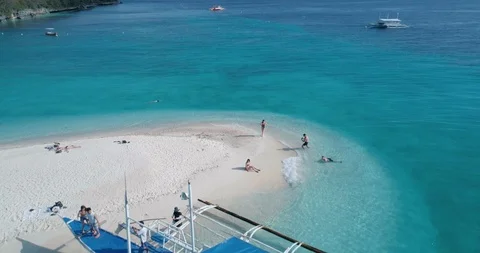 Aerial of a tropical sandbar beach with ... | Stock Video | Pond5