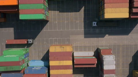 Aerial, vertical - Shipping containers a... | Stock Video | Pond5