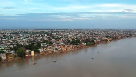 Aerial video 4k of Varanasi city with G... | Stock Video | Pond5