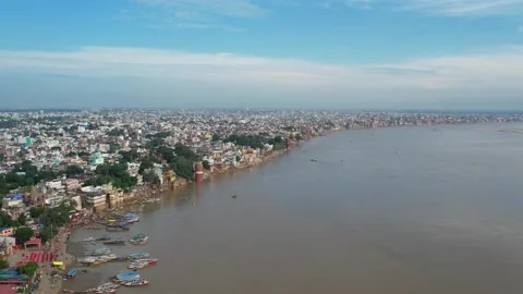 Aerial video 4k of Varanasi city with G... | Stock Video | Pond5