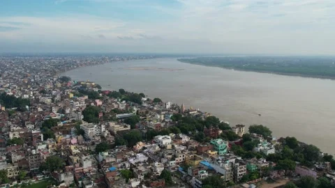 Aerial video 4k of Varanasi city with G... | Stock Video | Pond5