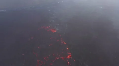 Aerial video of lava erupting and flowin... | Stock Video | Pond5