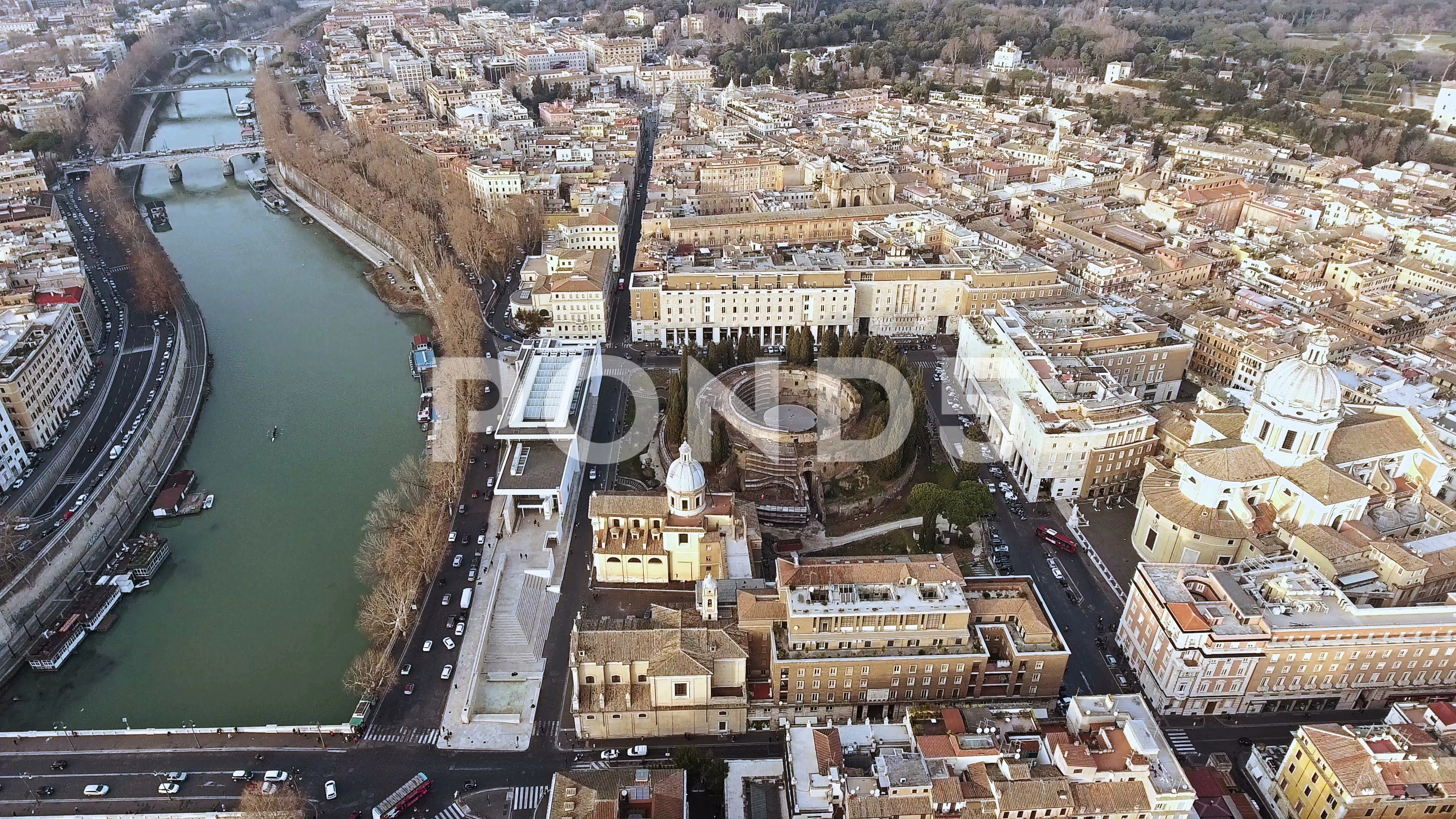 Overhead Views 4k Rome Colosseum, Rome, Italy, Aerial View