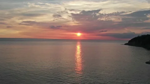 Aerial video of sun set on beach in Bata... | Stock Video | Pond5