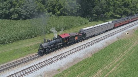 Aerial View of a 1910 Steam Engine with ... | Stock Video | Pond5