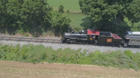 Aerial View of a 1910 Steam Engine with ... | Stock Video | Pond5