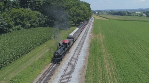 Aerial View of a 1910 Steam Engine with ... | Stock Video | Pond5