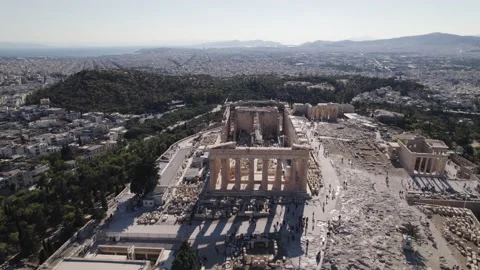 Aerial view above the Greek Parthenon, t... | Stock Video | Pond5