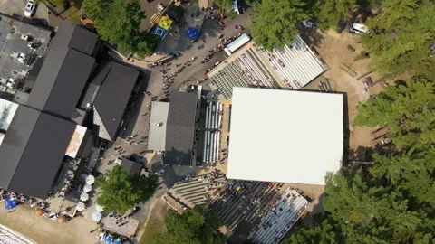 Aerial view above the Indian Ranch stage... | Stock Video | Pond5