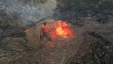 Aerial view Above lava eruption volcano,... | Stock Video | Pond5