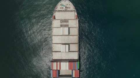 Aerial view above the ultara large conta... | Stock Video | Pond5