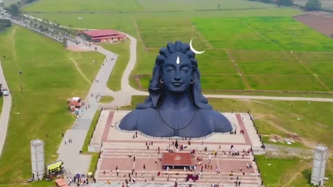 Aerial view of Adiyogi statue the Larges... | Stock Video | Pond5