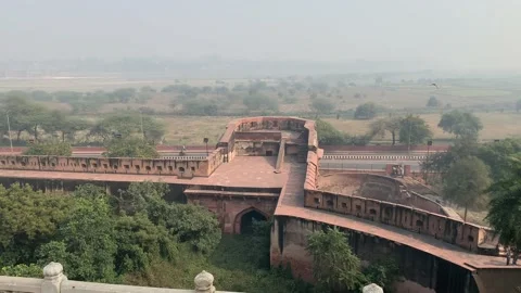 Aerial view of Agra Fort (Red Fort) defe... | Stock Video | Pond5