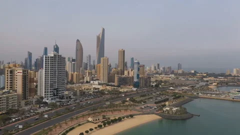 aerial view the air to the city of Kuwai... | Stock Video | Pond5