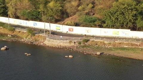 Aerial view of Aji Dam,pradyuman park, T... | Stock Video | Pond5