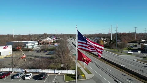 Aerial View of an American Flag and a Mc... | Stock Video | Pond5
