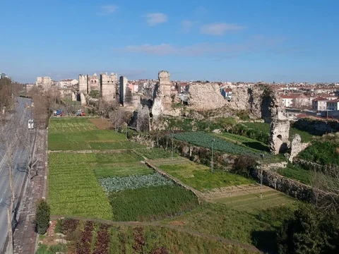 Aerial View of Ancient Walls of Constant... | Stock Video | Pond5