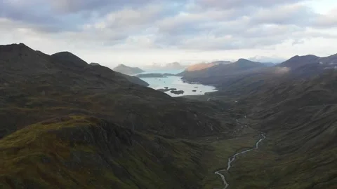 Aerial view of Anderson Bay, Unalaska, A... | Stock Video | Pond5
