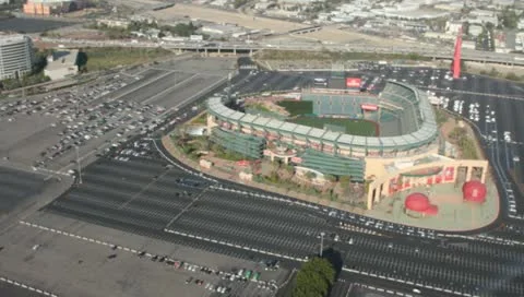 Aerial view of Angels stadium | Stock Video | Pond5