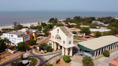 Aerial view of Arch 22 entrance gateway ... | Stock Video | Pond5