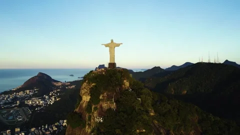 Aerial view around the Christ The Redeem... | Stock Video | Pond5