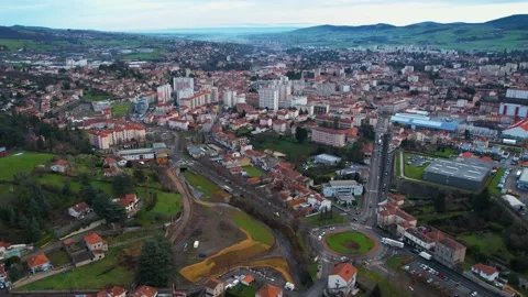 Aerial view around the city St-Chamond i... | Stock Video | Pond5