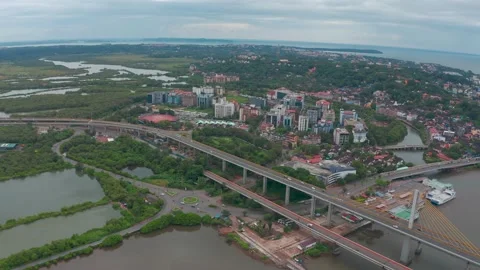 Aerial view of Atal Setu bridge. | Stock Video | Pond5