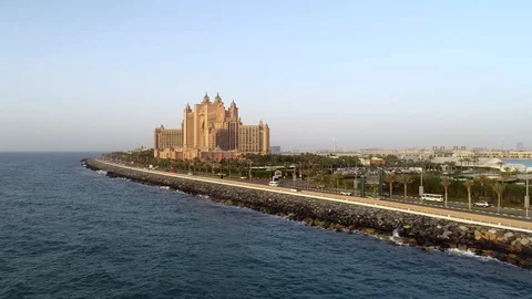 Aerial view of Atlantis the palm resort ... | Stock Video | Pond5