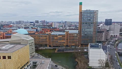 Aerial view of Atrium Tower , Potsdamer ... | Stock Video | Pond5