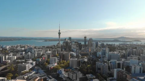 Aerial view of the Auckland City skyline | Stock Video | Pond5