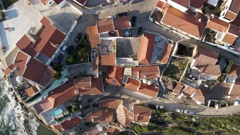 Aerial view of Azenhas do Mar, Colares, ... | Stock Video | Pond5