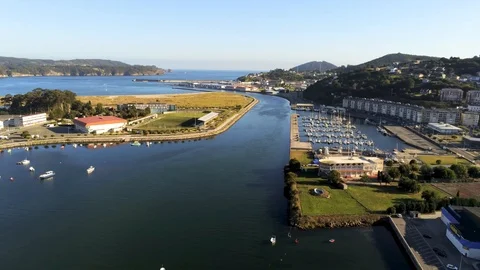 Aerial view of the bay at the end of Ria... | Stock Video | Pond5