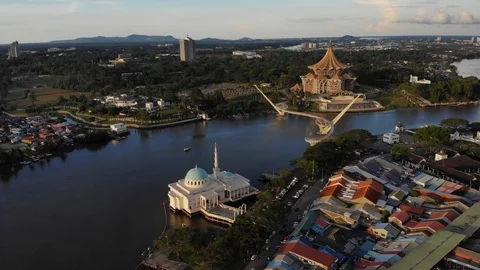 Aerial view of the beautiful floating mo... | Stock Video | Pond5