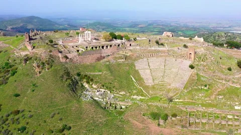 aerial view of bergama pergamon ancient ... | Stock Video | Pond5