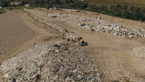 Aerial view of big landfill near city an... | Stock Video | Pond5