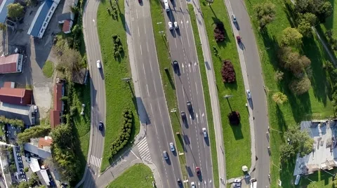 aerial view birds eye view city traffic.... | Stock Video | Pond5