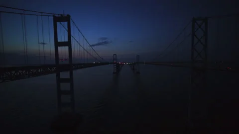 Aerial View of Blinking Bridge Towers ov... | Stock Video | Pond5
