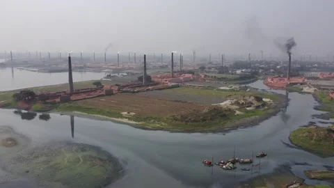 Aerial view of brick factories in Dhaka ... | Stock Video | Pond5