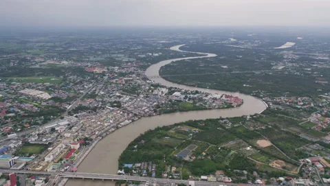 Aerial view of buildings with curve of C... | Stock Video | Pond5