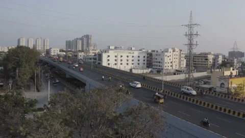 Aerial view of busy flyover in hyderabad... | Stock Video | Pond5