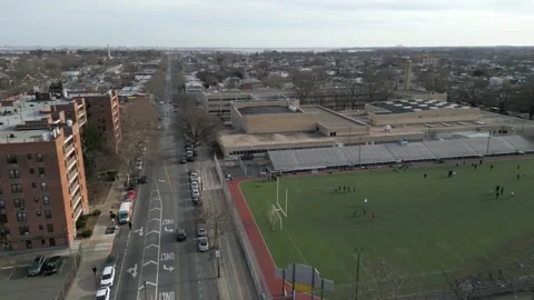 Aerial View of Canarsie High School Foot... | Stock Video | Pond5