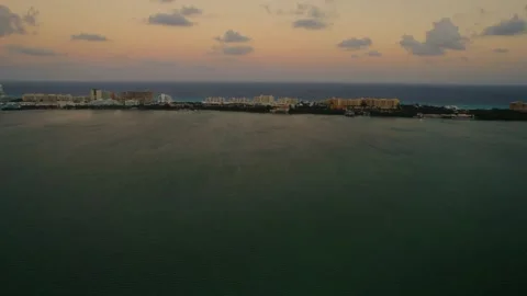 Aerial view of the Cancun La Isla strip ... | Stock Video | Pond5